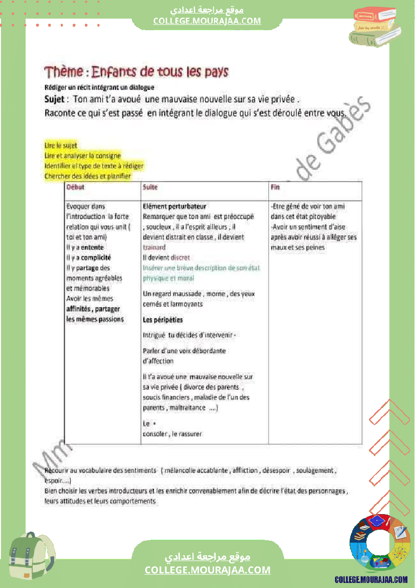 موقع مراجعة اعدادي 9eme_annee_de_base_francais_1er_trimestre_des ...